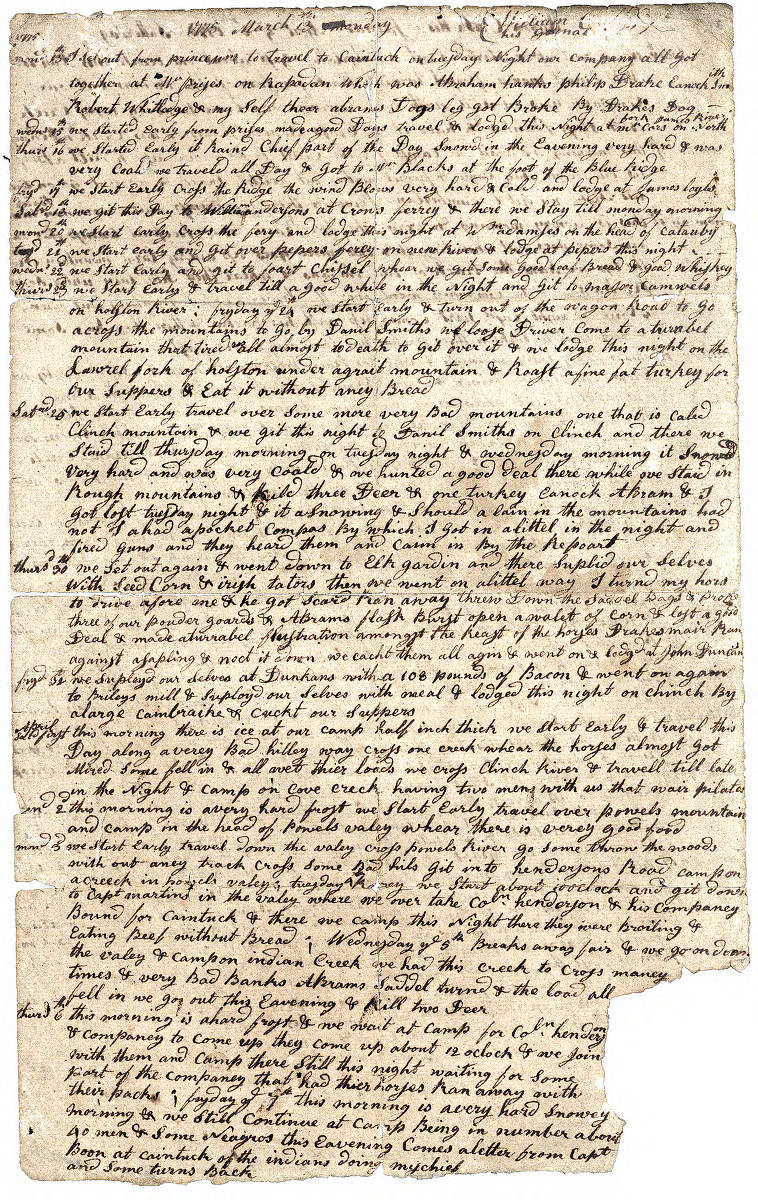 William Calk kept a diary in 1775 | The Interior Journal